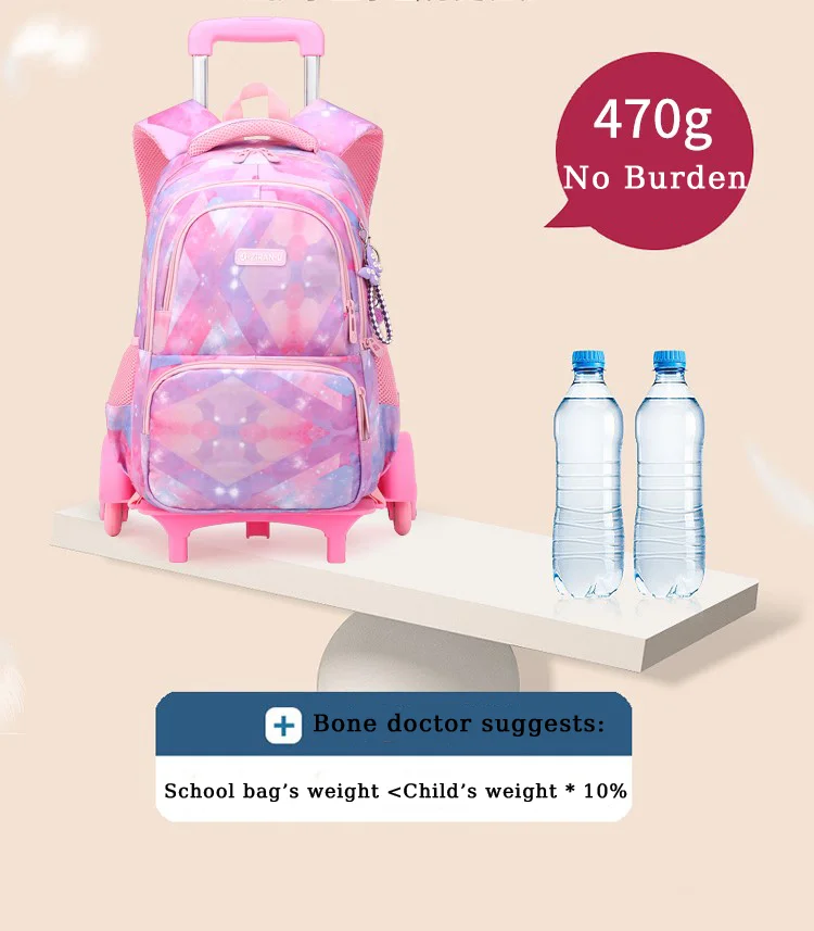 Custom Logo Kids Trolley School Bags with Wheels - High Quality