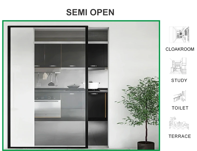 Slim Narrow Sliding Door Roller Soft Closing Narrow Frame Synchronized ...