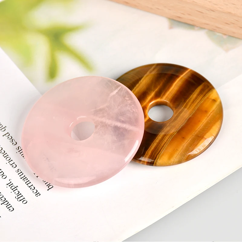40mm Healing Agate Jade Crystal Donut Pendant - Natural Stone Medallion ...