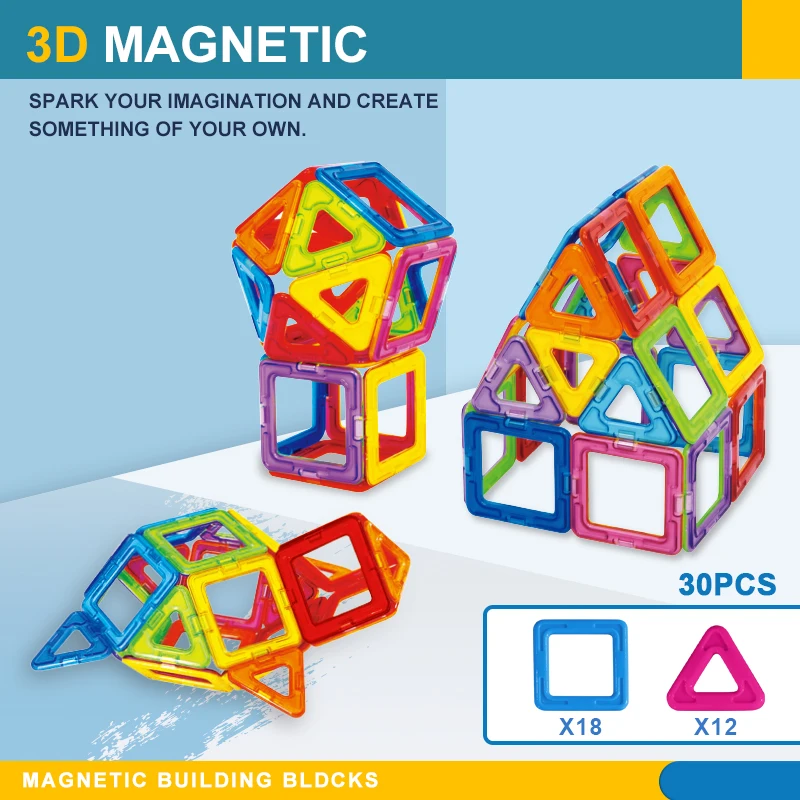 Early Education Magnetic Building Block For Children Transparent Magnetic Block Set 30pcs Kid ...