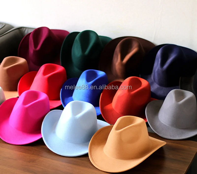 Y056 Bull Mark Top Hat Rolled Brim Warped Big American Fashion Cowboy ...