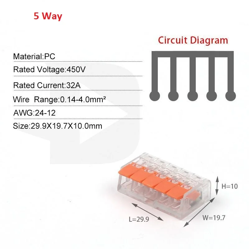 Universal Compact Conductor Terminal Block Lever Home Wire Connector, 2 ...