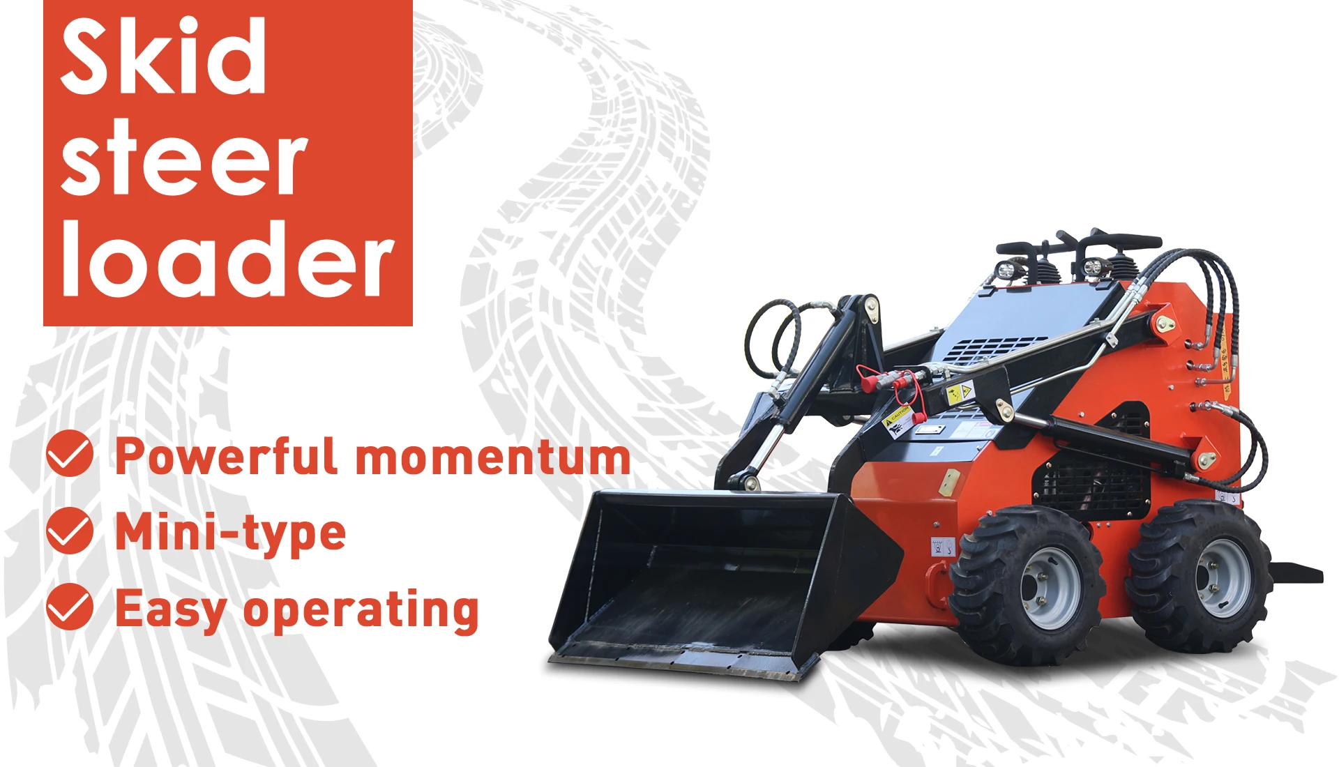 300kg Mini Skid Loader Track Skid Steer Loader With Fork With Epa ...