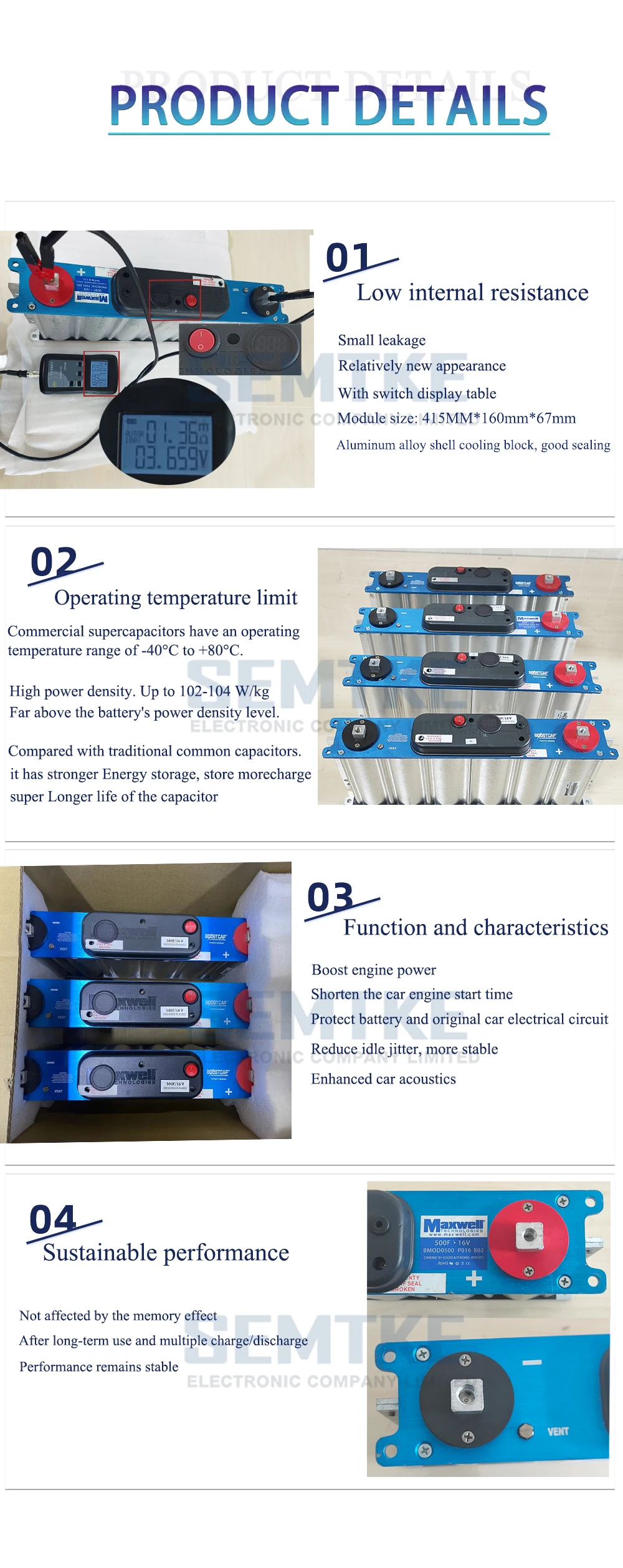 16V 500F Maxwell Supercapacitor - High Performance Jump Starter
