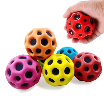 High Resilience Hole Ball Soft Bouncy Ball Anti-fall Moon Shape Porous ...