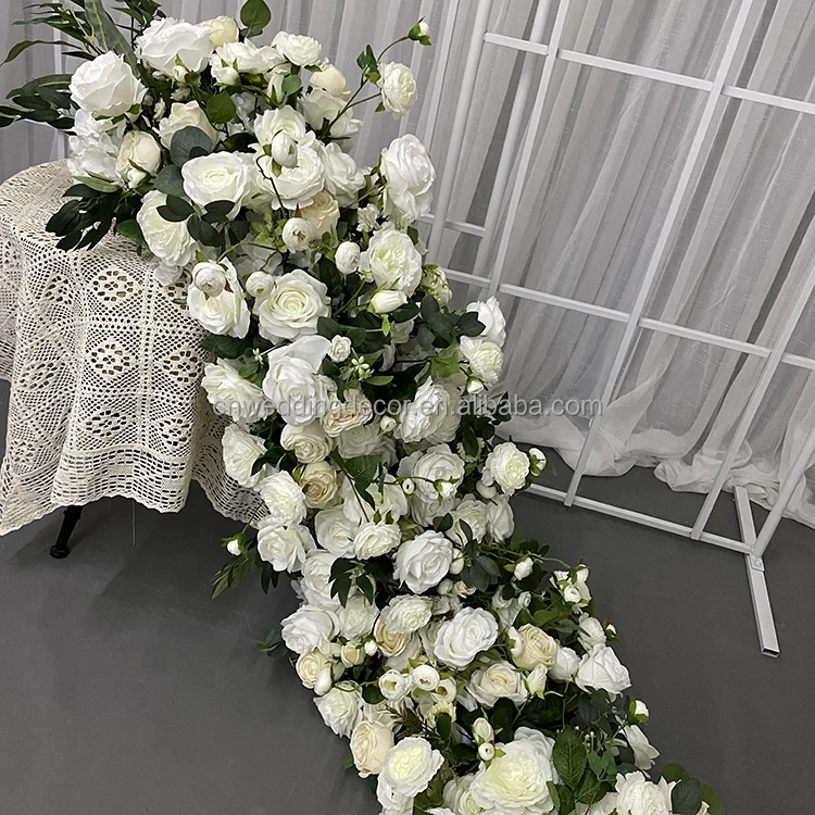 Wedding Props White Flowers Runners Flower Rows Artificial Flowers ...