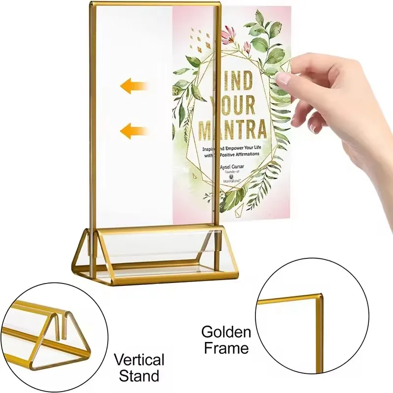 4x6 Acrylic Sign Holder Clear Vertical Double-sided Stand Plastic Menu ...