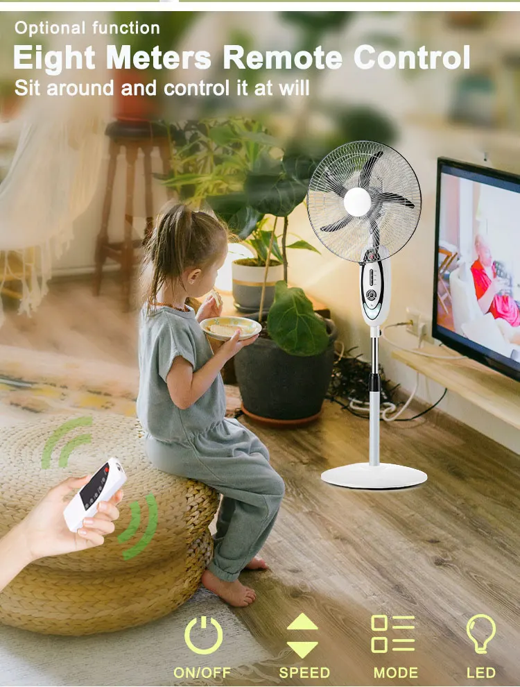 CHANGRONG Rechargeable Solar Powered Stand Fan with Remote