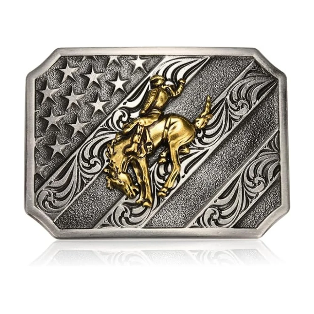Customized Running Horse Cross Rodeo Texas Star Belt Buckle