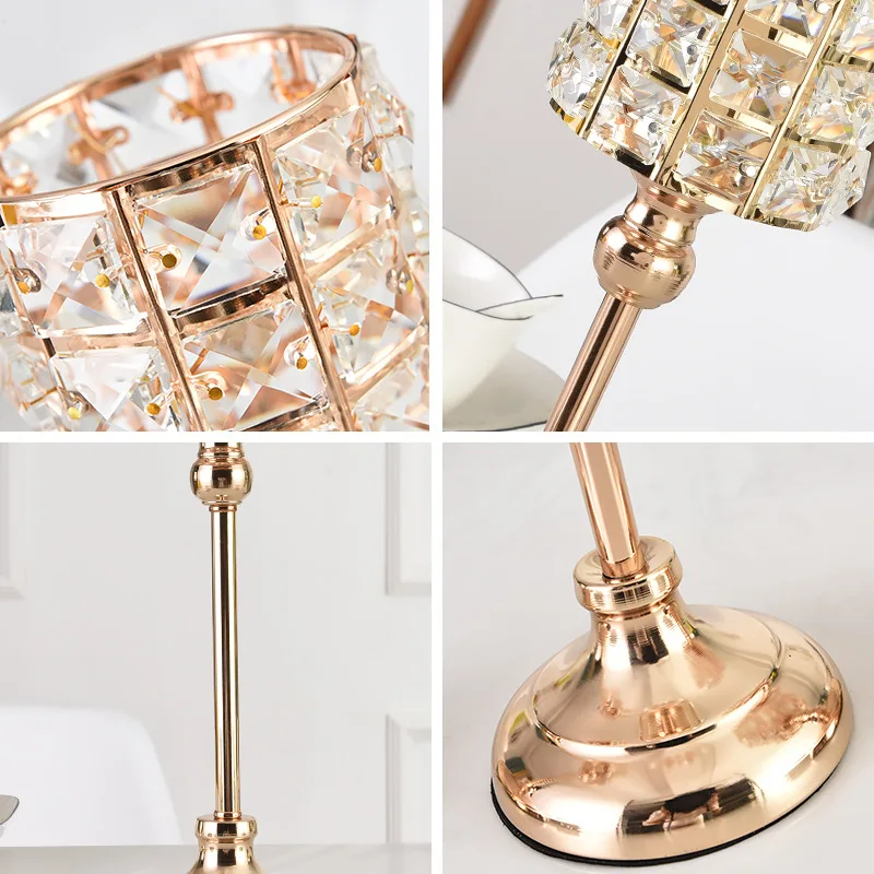 Crystal Gold Metal Table Centerpiece for Wedding Decor