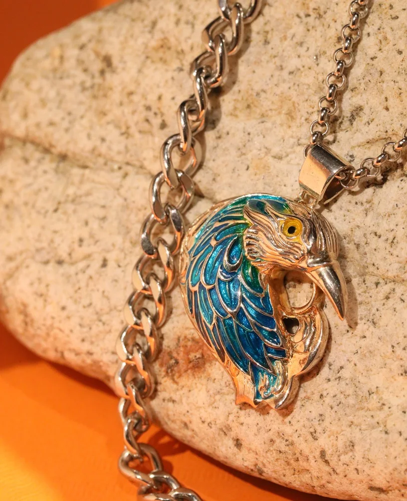 Fine Unisex 925 Sterling Silver Emboss Eagle Enamel Pendant for ...