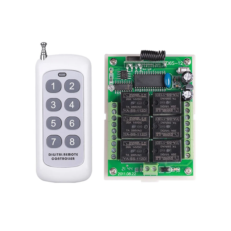 Remote Control 433mhz DC 12V 6 CH RF Wireless Switch Relay Remote ...