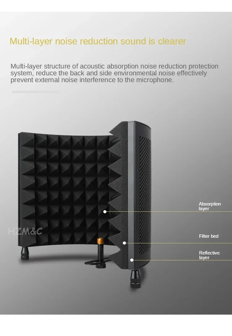 Foldable Studio Microphone Shield 2 Panel Adjustable Microphone Shield ...