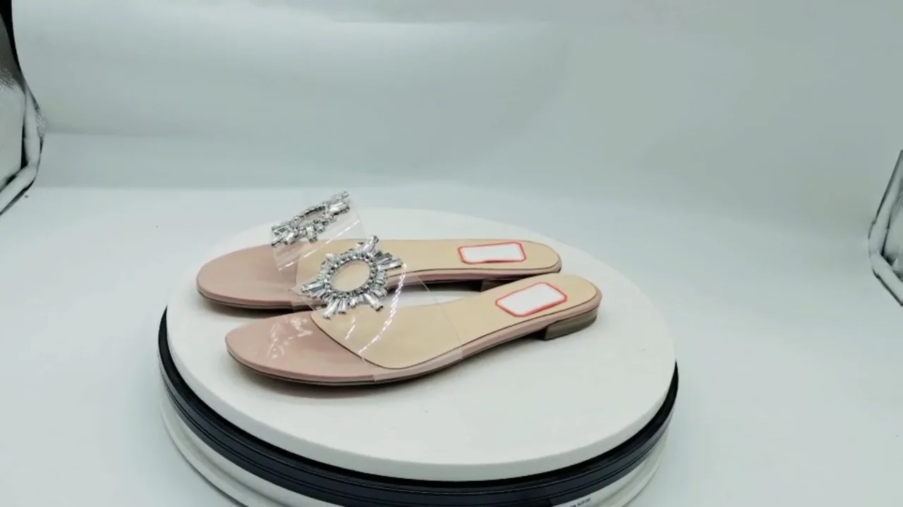 Women Open Toe Transparent Clear Pvc Casual Flats Slides Crystal Flat ...