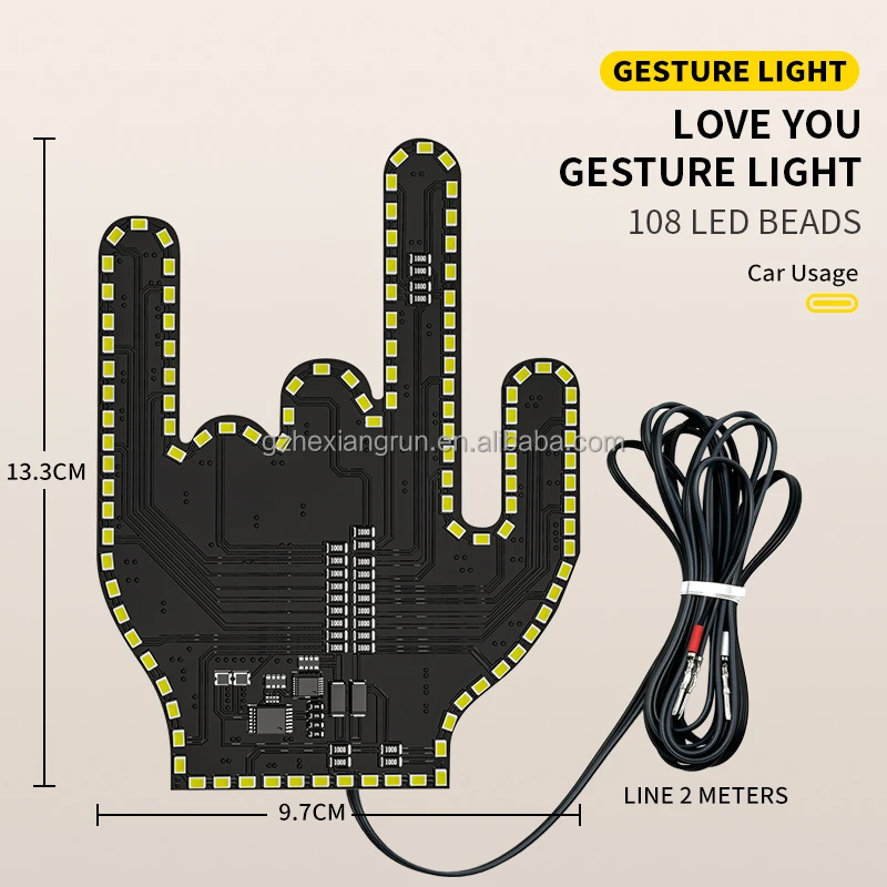 Car Road Signs Middle Finger Gesture Light Led Illuminated Car Gesture ...