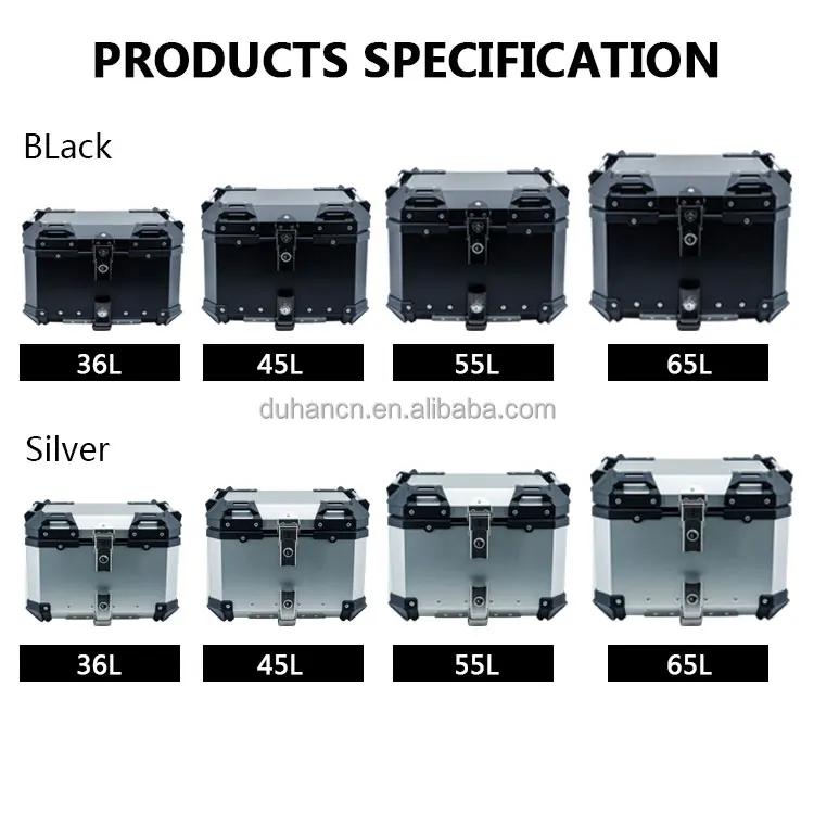Duhan Big Storage Top Box For Motorcycle Aluminium 55l Waterproof ...
