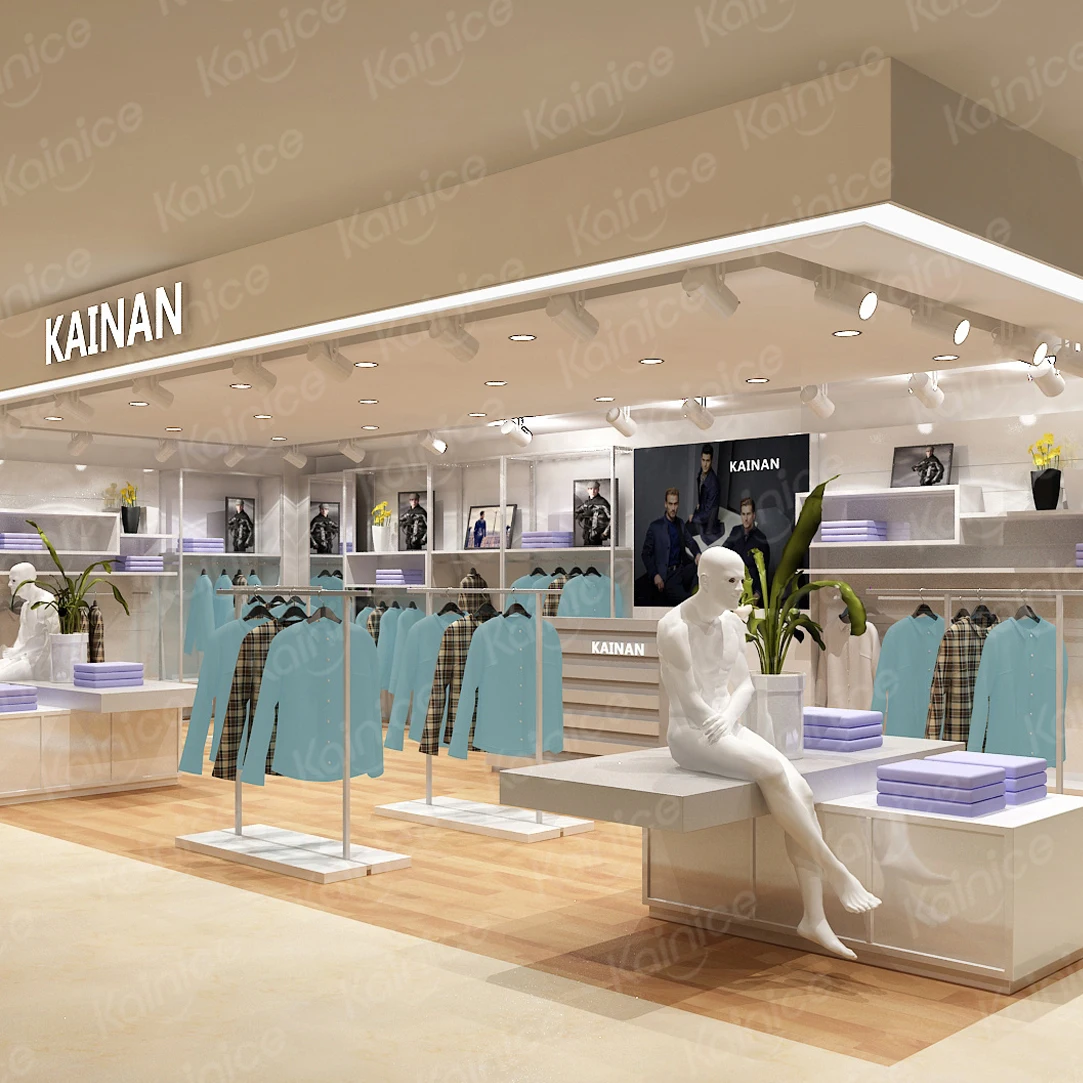 Kainice Man Garment Display Cabinet Shelves Clothes Store Interior ...