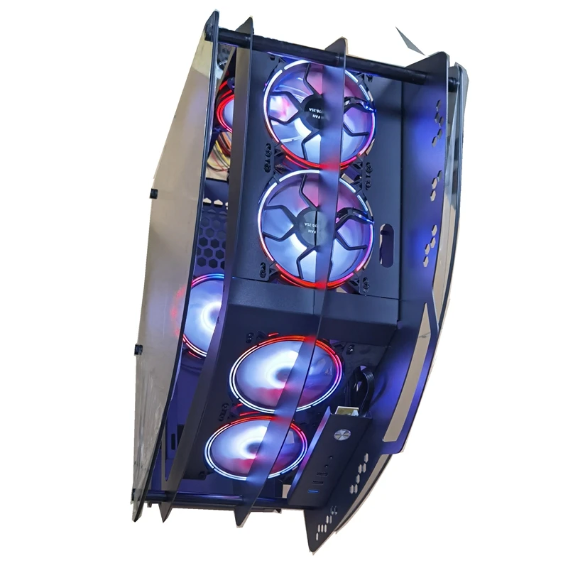 F919 Atx Mid-tower Desktop Computer Gaming Case Tempered Glass Panels ...