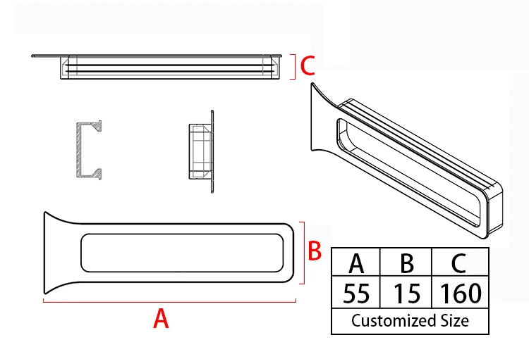 Flush Recessed Sliding Door Handle - Luxury Bedroom Hardware