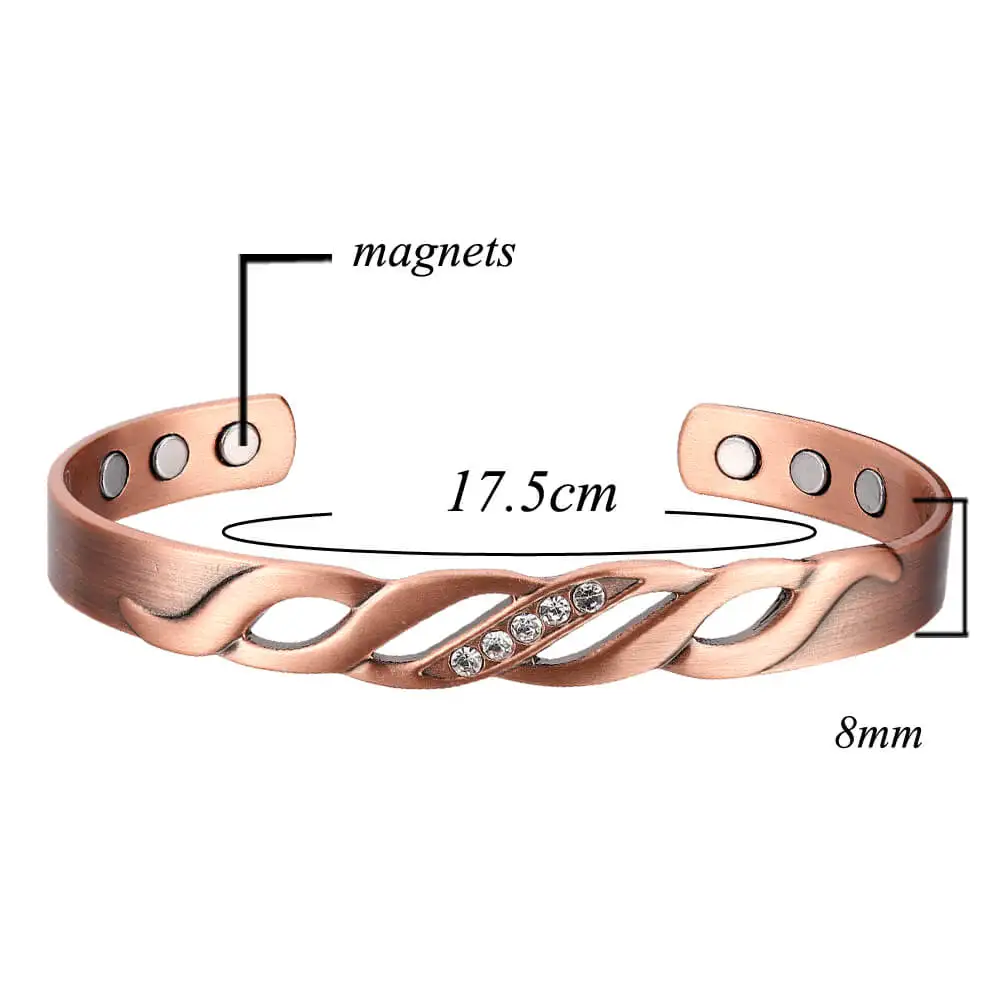 Biomagnetic Jewelry 8.0m Pure Copper Healing Zircon Adjustable Crystal ...