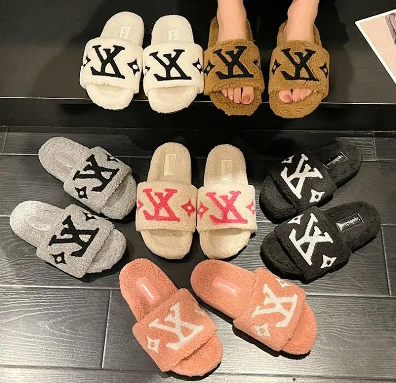 Letter Women's Cotton Indoor Slippers Washable Slip On House Shoes Open ...