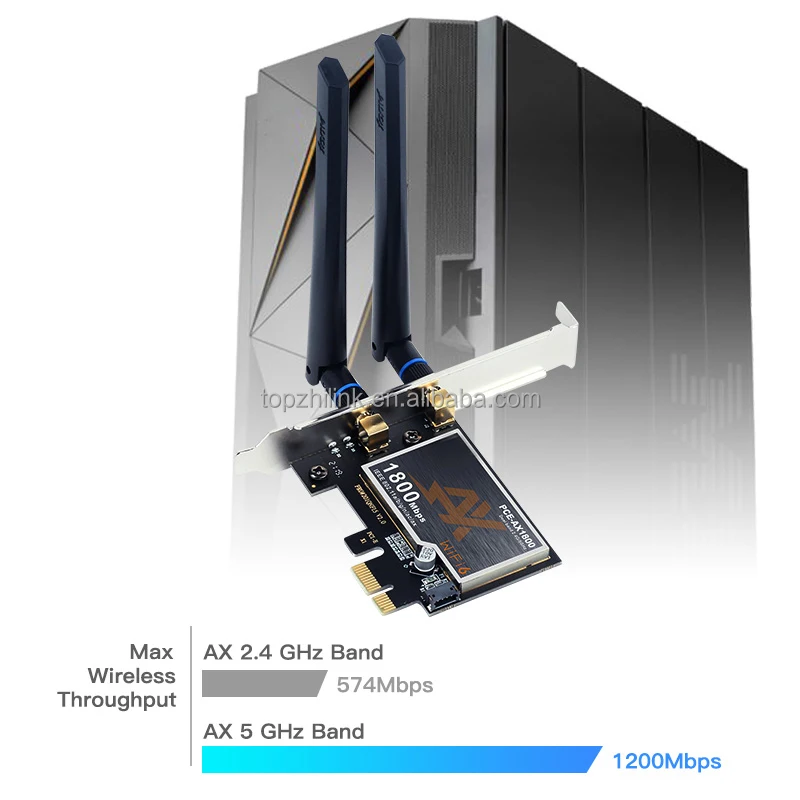 MT7921 PCE-AX1800 Wifi 6 Card - Dual Band 5ghz/2.4ghz