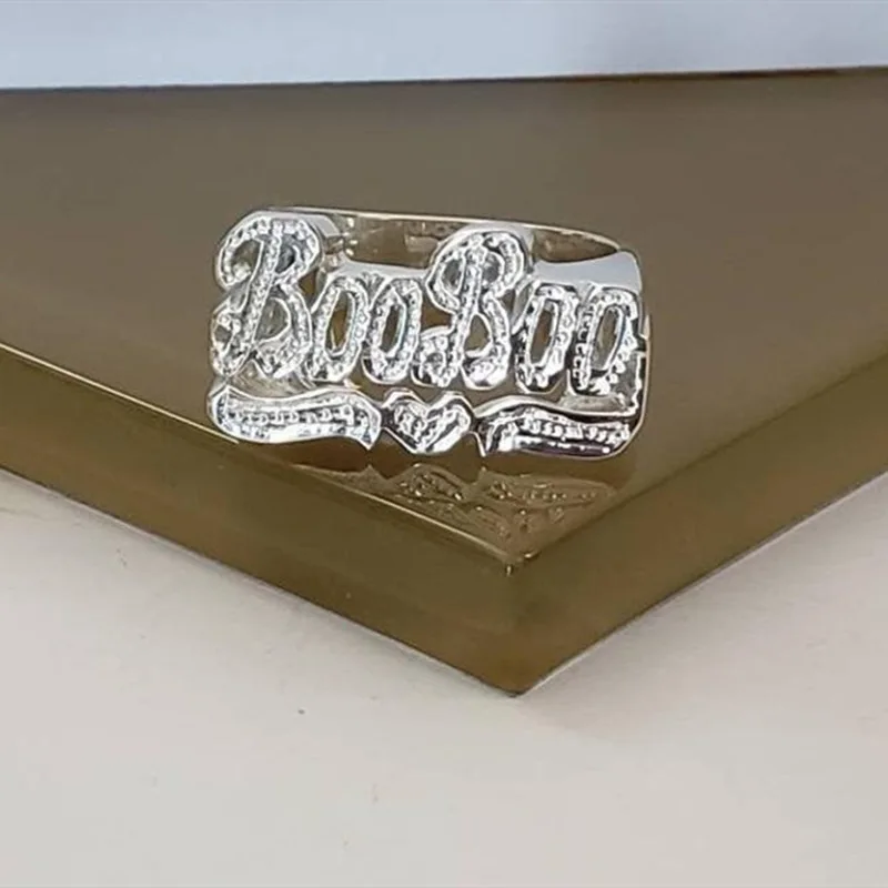 Custom 3d Name Ring Finger Ring Plated Personalized Ring Jewelry Gift ...