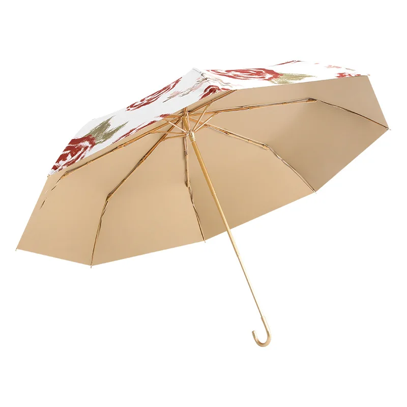 Luxury 8 bone gold hook handle umbrella with color glue, custom type ...