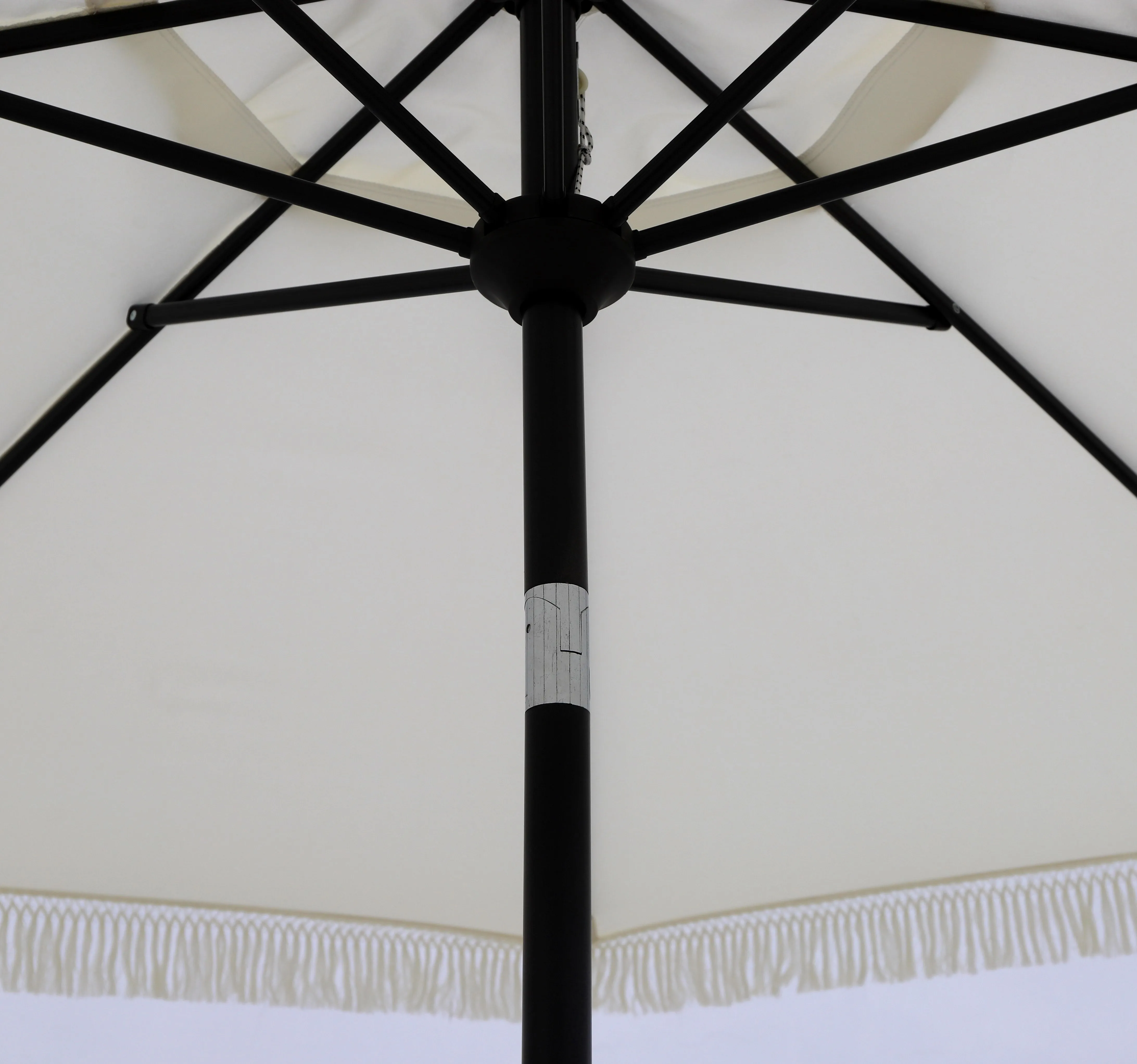 Outdoor Sun Shade - Luxury White Parasol with Tassels