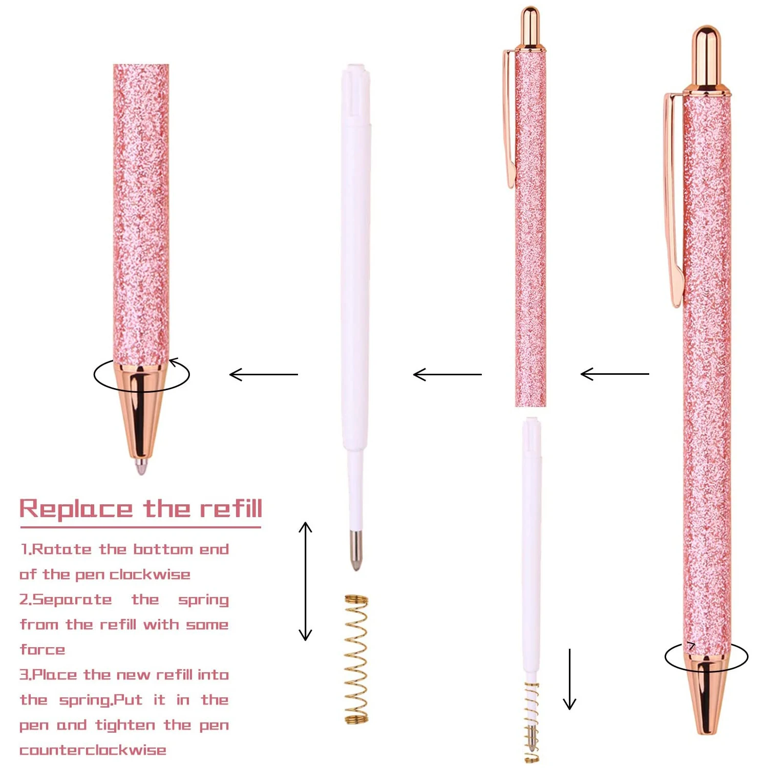 Cute Pink 1.0mm Writing Width Retractable Metal Ballpoint Pen Novelty ...