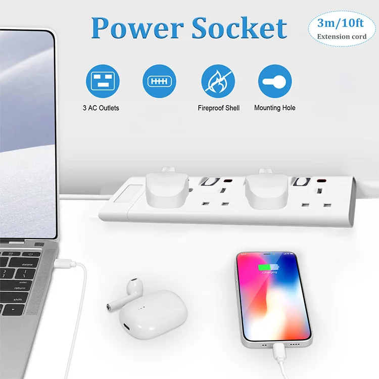 2024 New 250v 13a 3250w Socket 4 Outlets Power Strip With Power Switch ...