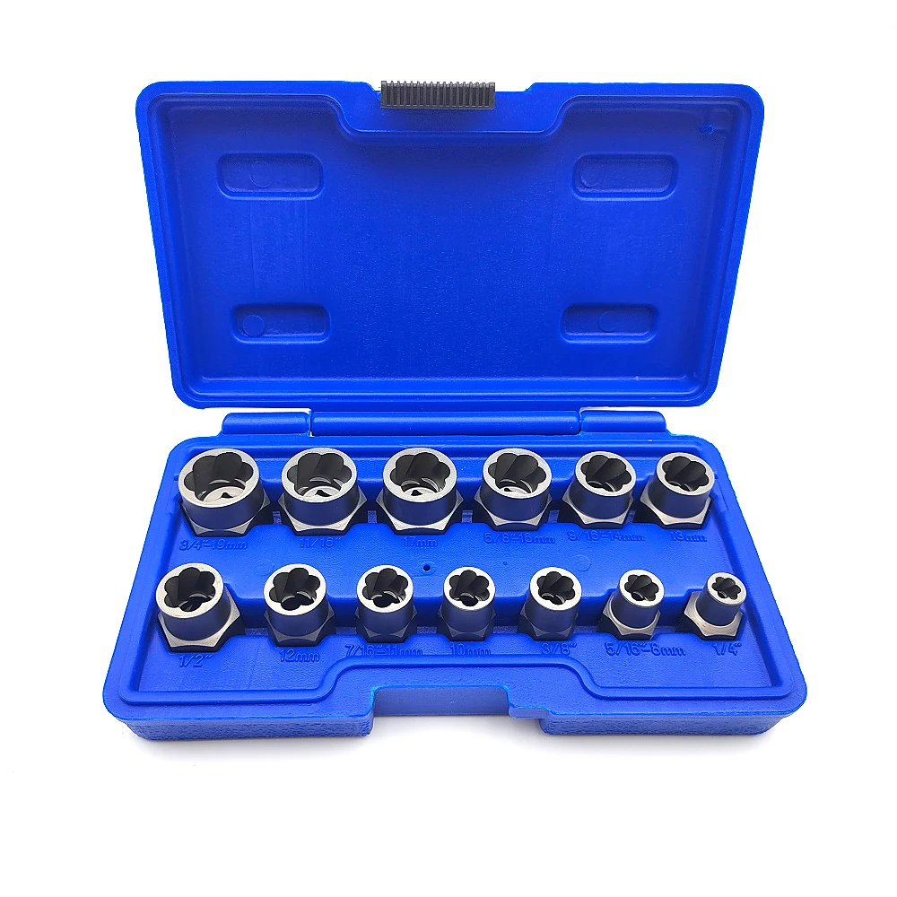 13Pcs Bolt Extractor Kit,Impact & Nut Remover Stripped Lug Remover,Easy ...