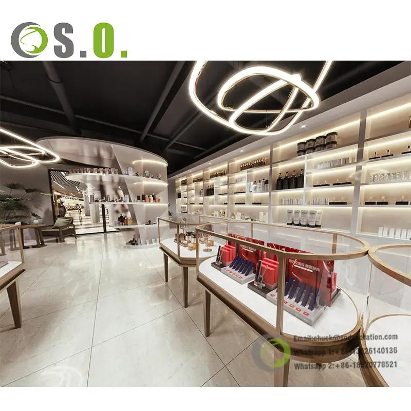 Cosmetics Showcase Shop Counter Design For Cosmetic And Cosmetic Wall ...