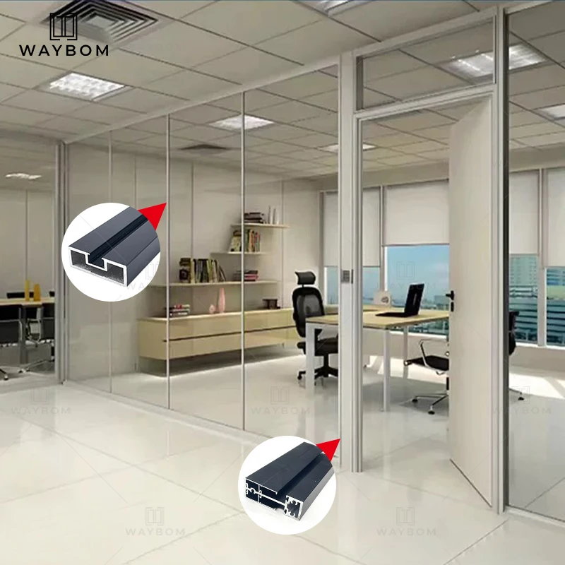 Aluminum movable soundproof office partition frame wall with swing ...