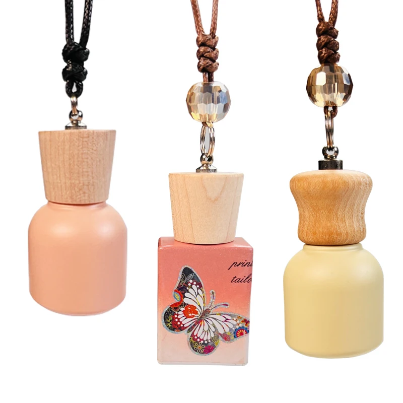 Wood Hanging Aroma Liquid Scents Car Perfume Diffuser Bottle Car