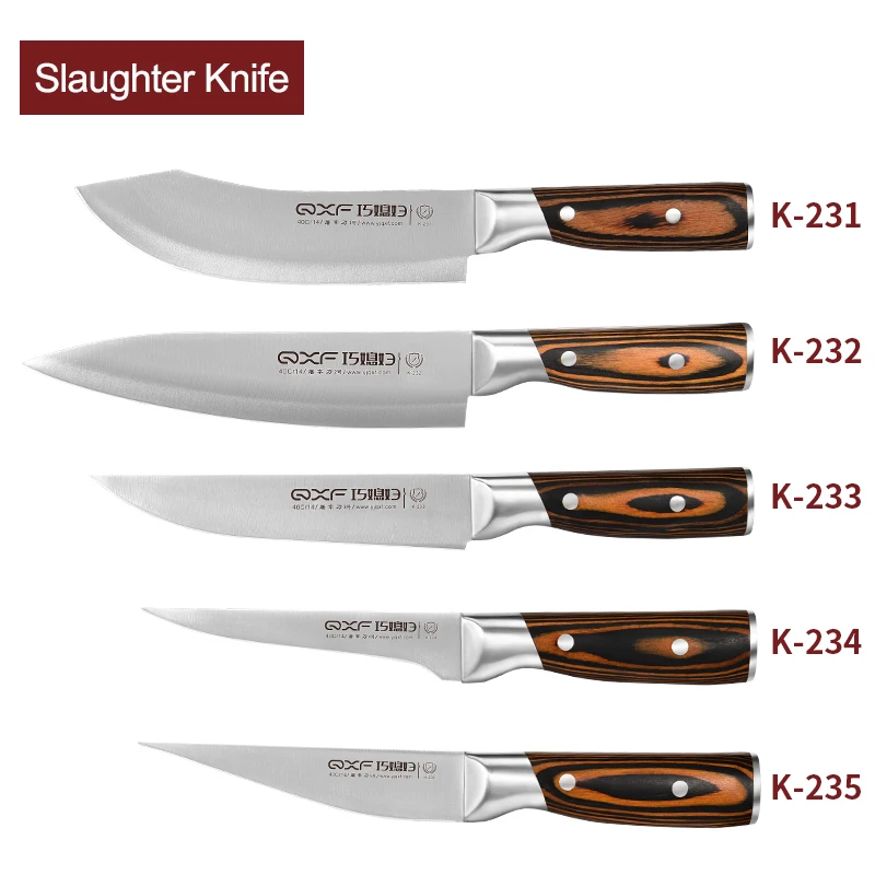 Qxf Professional Stainless Steel Kitchen Butcher Slaughtering Knife Set ...