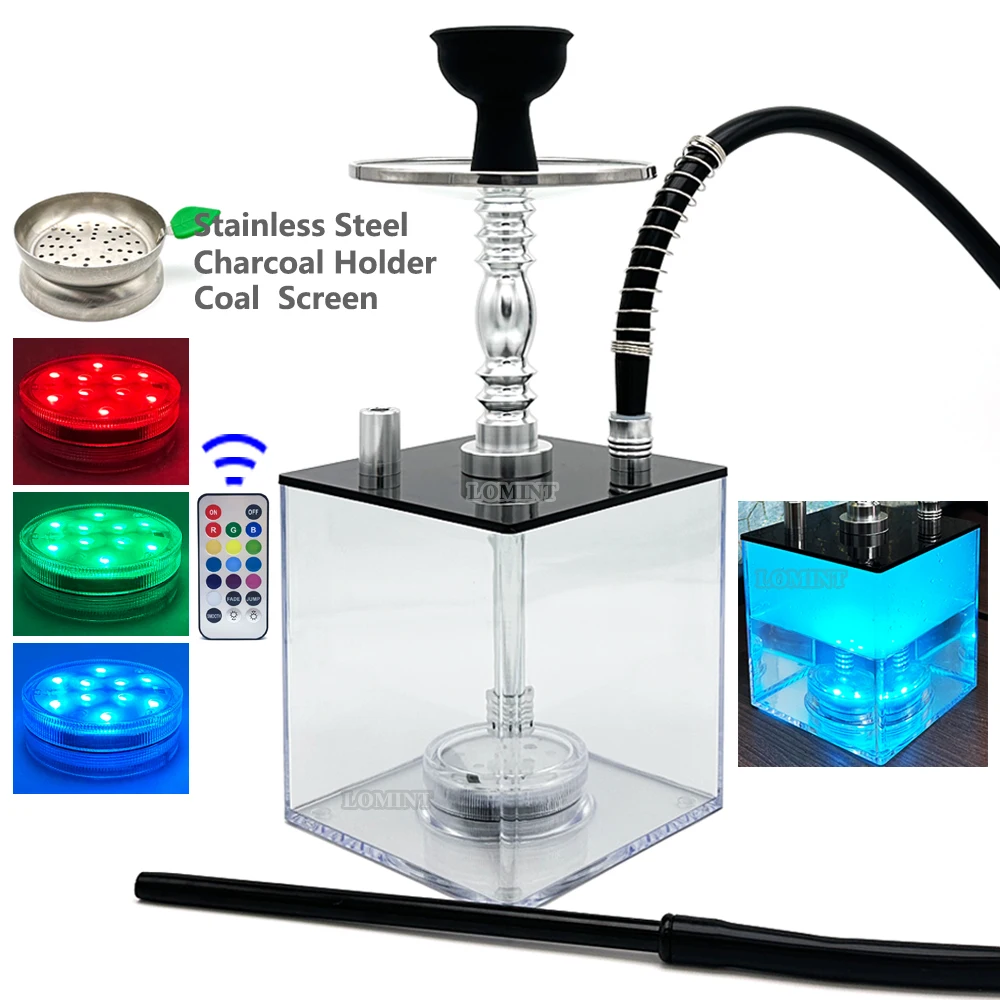 Clear Transparent Square Hookah Acrylic Shisha Set