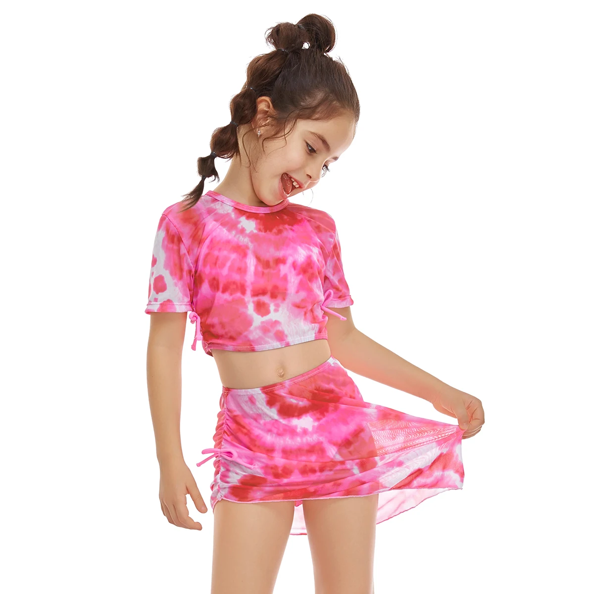 Custom Design Print Girls Swimsuit 4 Piece Set Bathing Suits Flounce ...