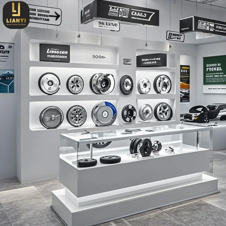 Modern Tire Display Rack for Retail Stores - Durable Auto Parts ...