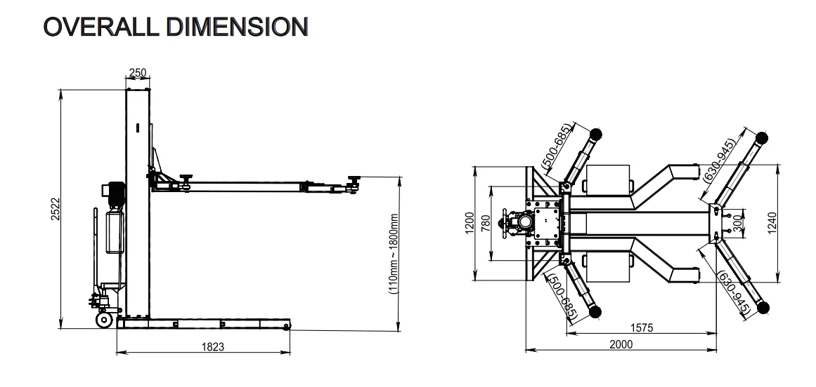 2.5T Single Post Lifter - 6000 Lb Car Lift for Repair Centers