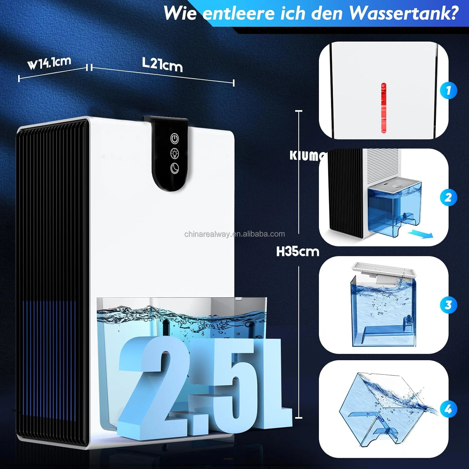 2.5L Water Tank, (800 Sq.ft) Dehumidifiers for Home with Auto Shut Off ...