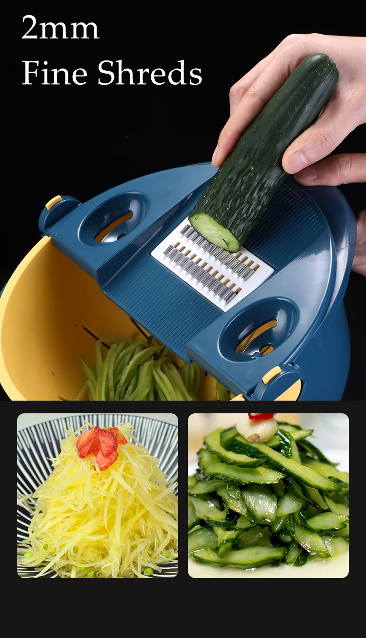 9 In 1 Plastic Wet Basket Vegetable Cutter Multifunction Cutter Fruits ...