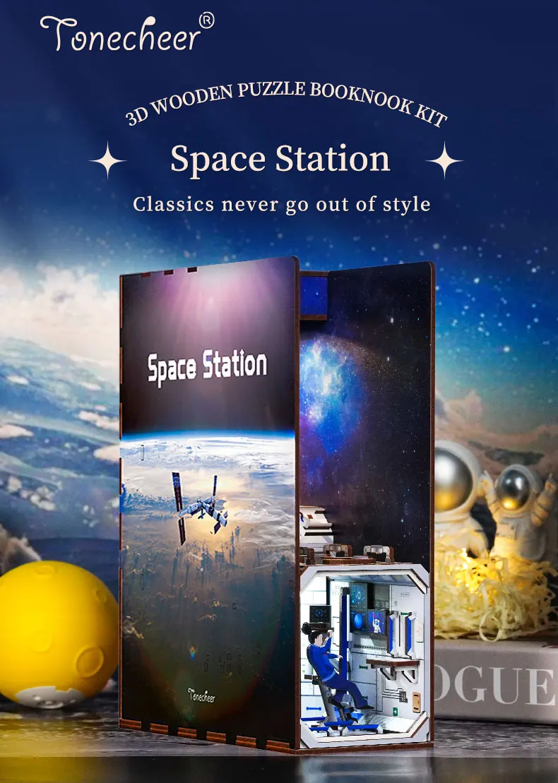 Tonecheer Space Station DIY Bookshelf Insert Dollhouse