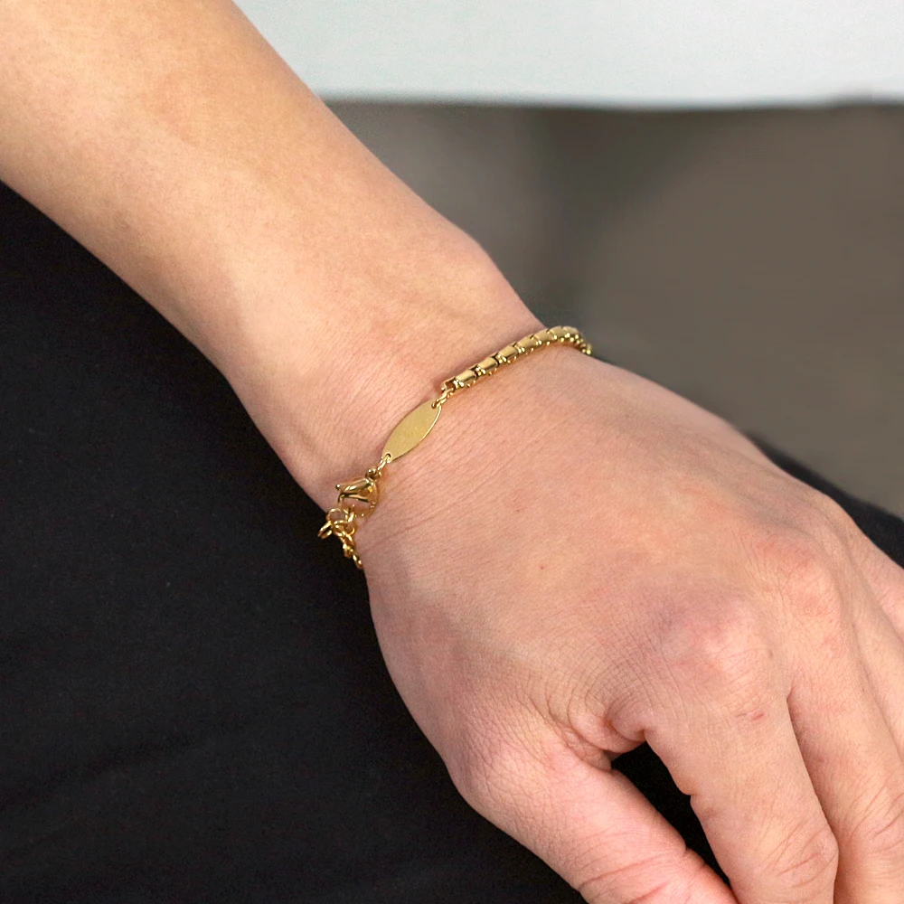 18K Gold Plated Stainless Steel Bracelet - Adjustable Chain for Women ...