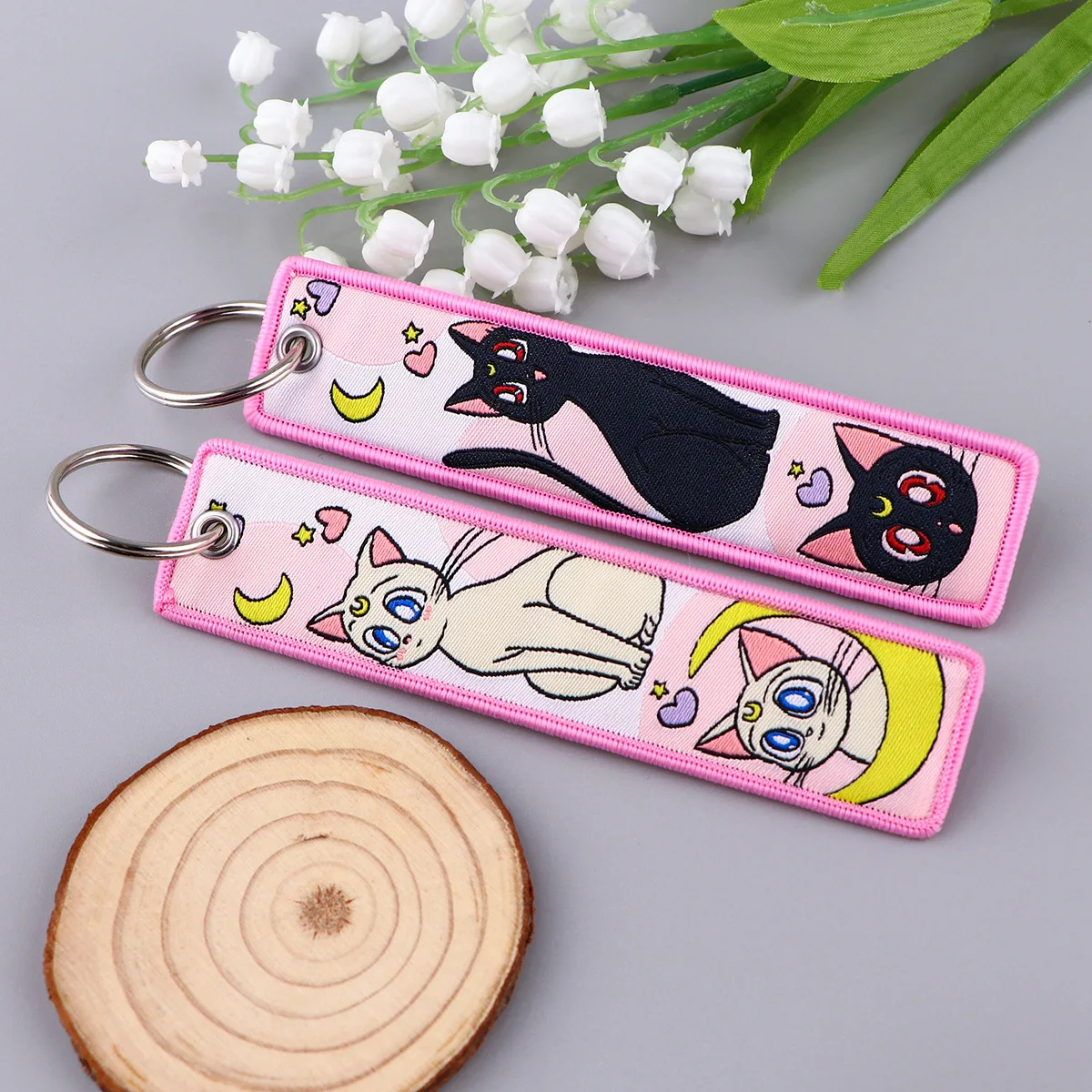 Cartoon Cute Girl Anime Embroidery Keychain Weaving Art Decoration ...