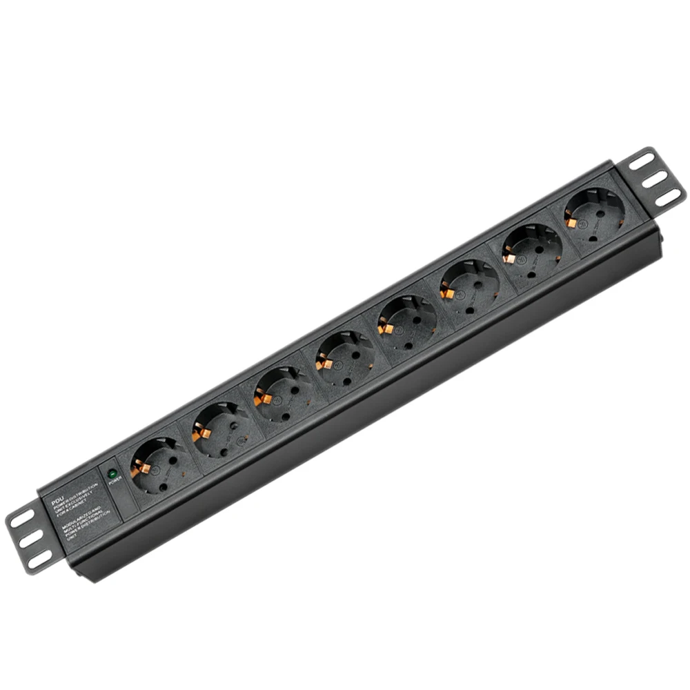 1u 19" 8 Ways Schuko European Rack Mount Pdu With Power Indicator For ...