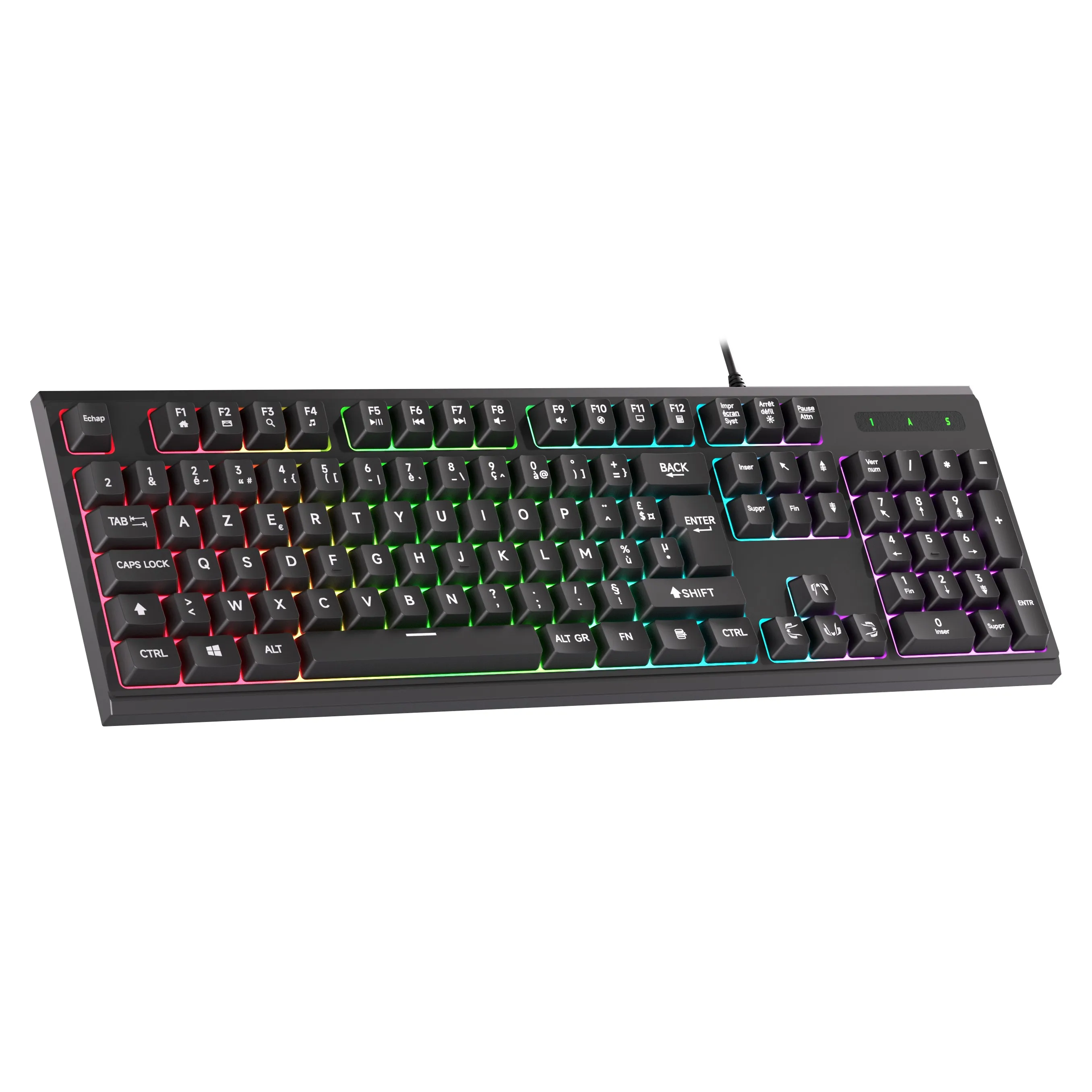 Custom Logo AZERTY French Layout RGB Keyboard Ergonomic Led Backlit Usb ...