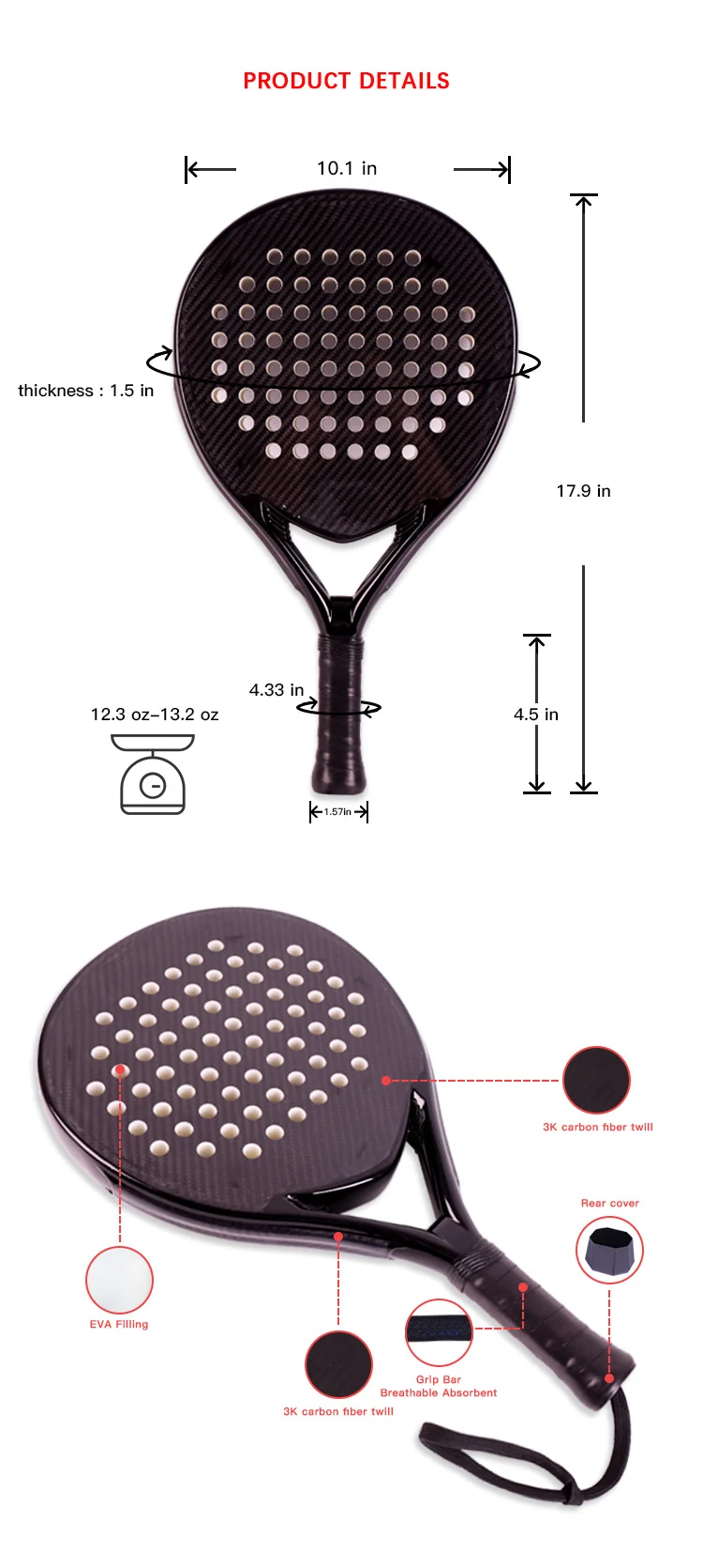 High Quality 3k/ 12K/ 18K Carbon Custom Diamond Round Teardrop Shape ...