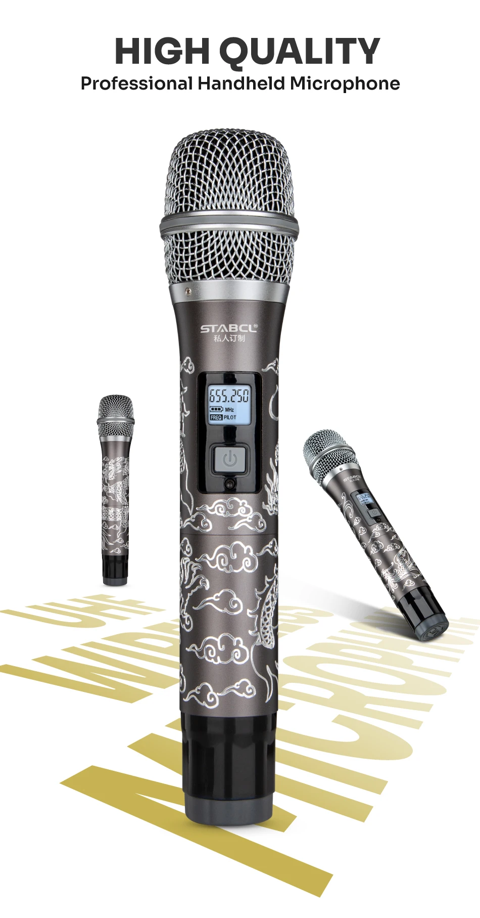2 Channel Metal Uhf Cordless Mic Professional Wireless Karaoke ...