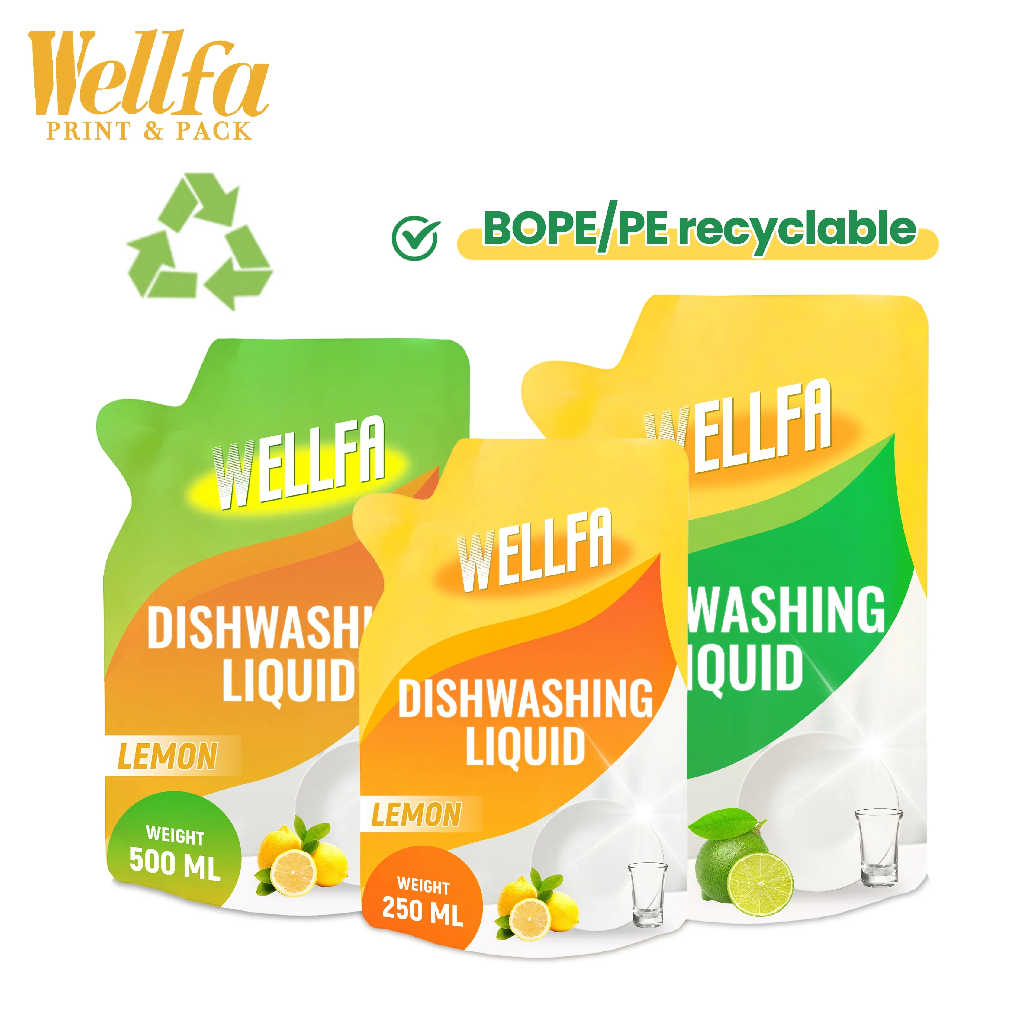 Doypack Custom Logo Washing Dish Soap Laundry Refill Packaging